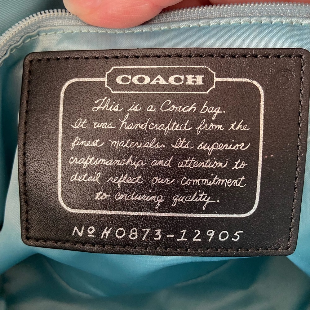 Coach Signature Logo Black Coated Tote Blue Inside - Gem